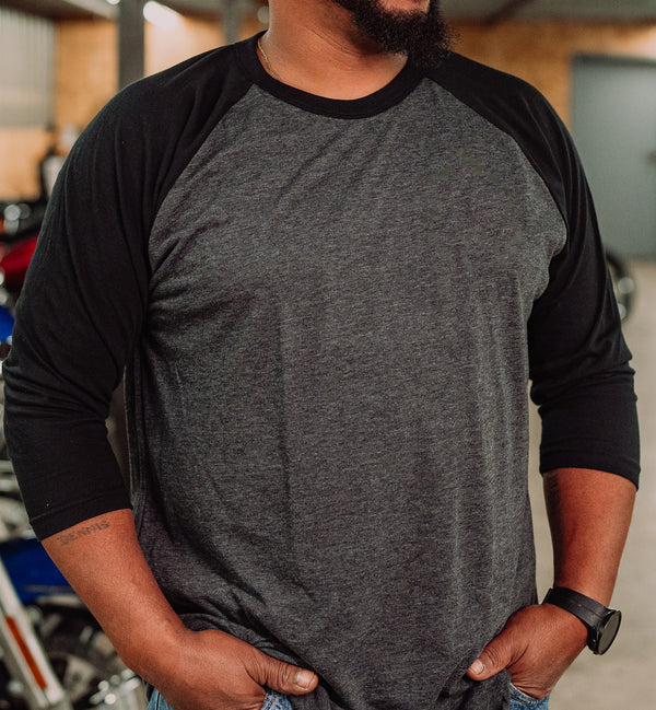 Blank Charcoal Raglan - Oscar Mike Apparel